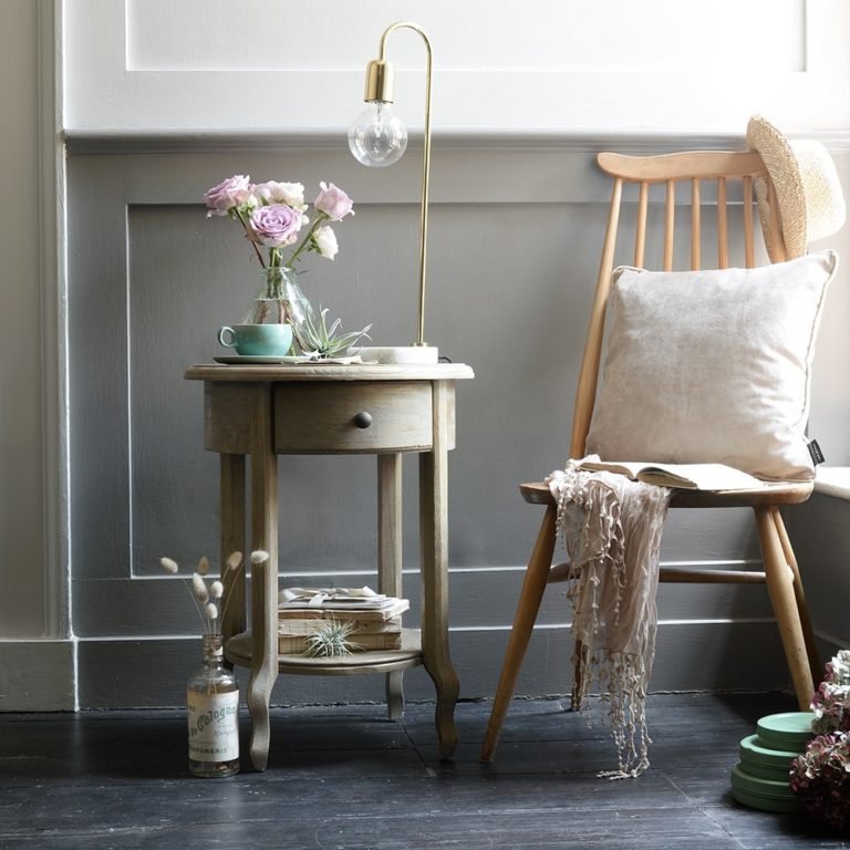 Buy Limewash Round Side Table Online | TeakLab