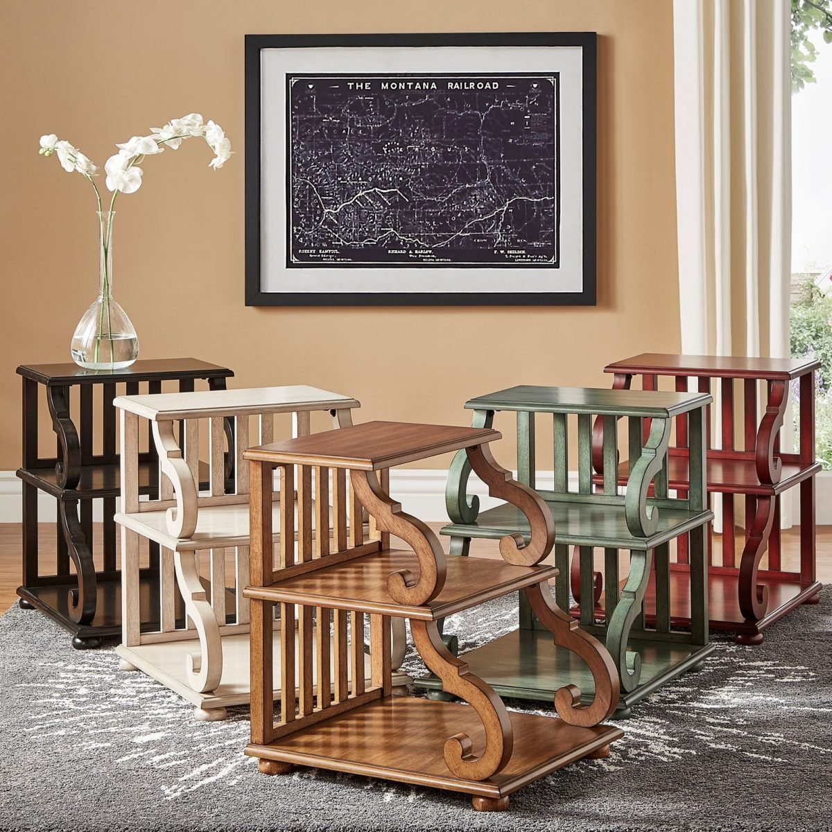 Buy Wood Scroll End Table Online | TeakLab