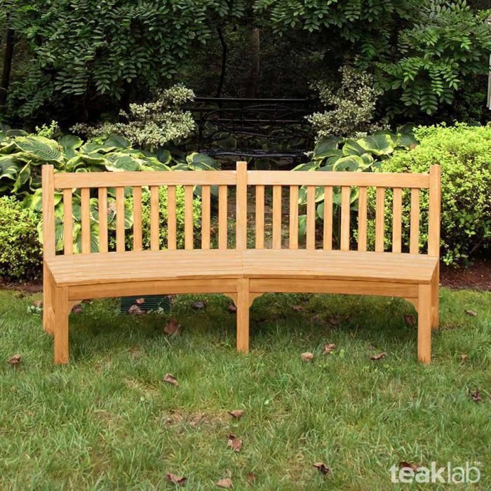 Teak Wood Outdoor Armless Curved Bench – TeakLab